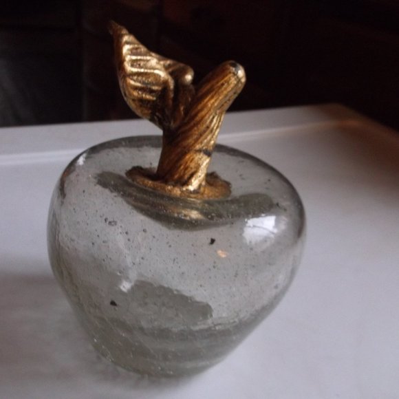 None | Accents | Vintage Clear Blown Crackel Glass Apple | Poshmark